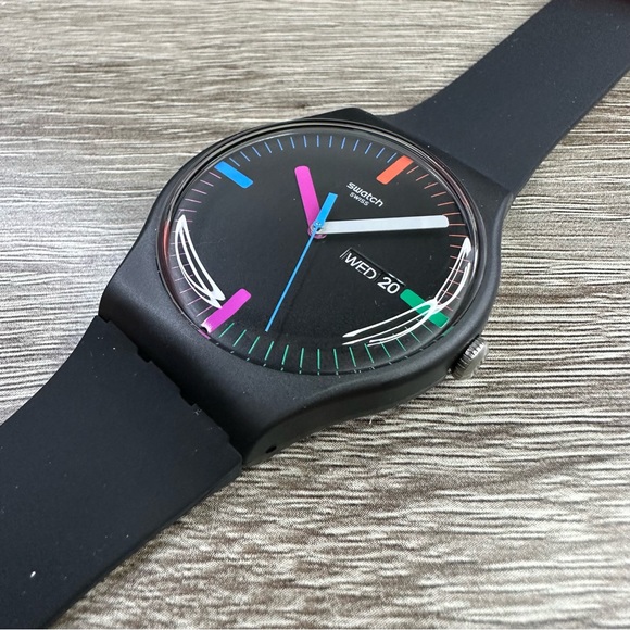 Swatch | Accessories | New Swatch The Indexter Black Dial Black ...